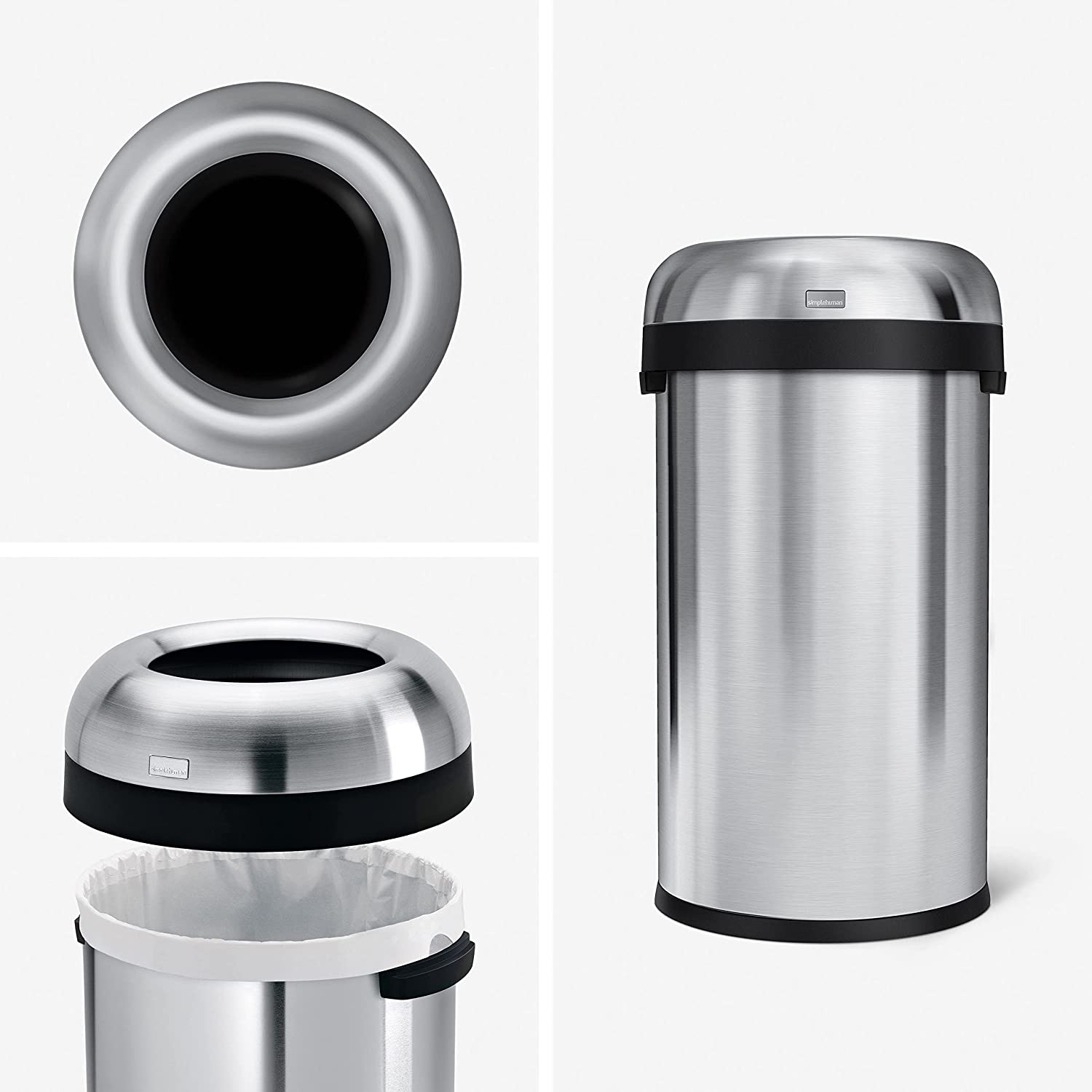 Open Box Brushed Stainless Steel Dustbin